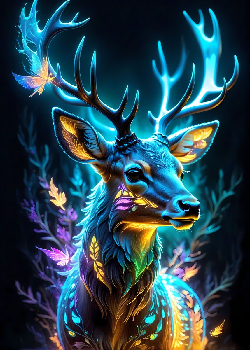 'Magic Realism Deer' Poster, picture, metal print, paint by Trending ...