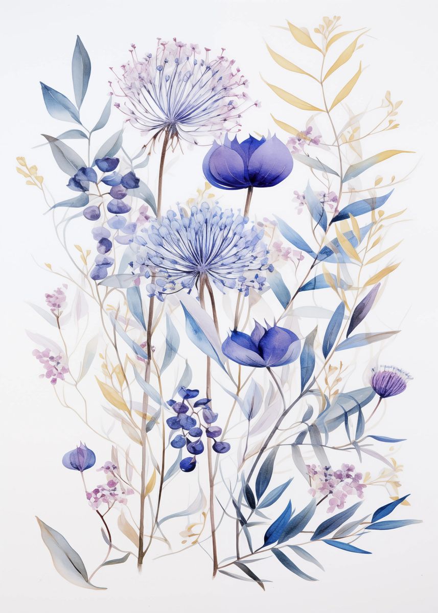 'Blue flowers' Poster, picture, metal print, paint by DuneCreeper ...