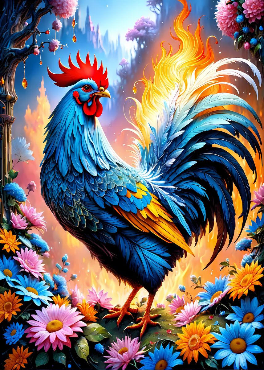 'Mythical Chicken' Poster, picture, metal print, paint by Poster ...