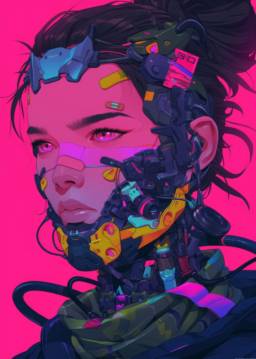 'Cyberpunk Popart Anime' Poster, picture, metal print, paint by Adam ...