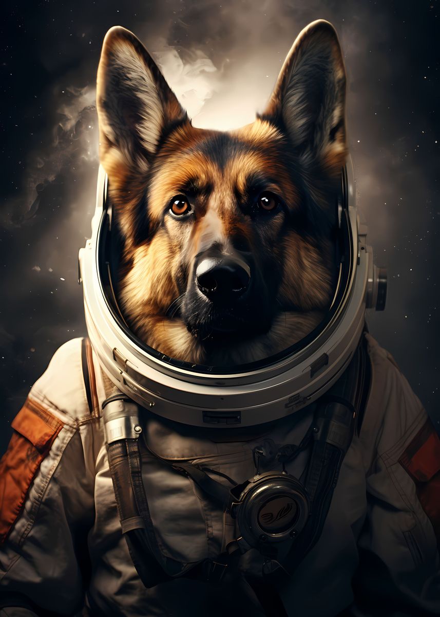 'Astronaut German Shepherd' Poster, picture, metal print, paint by ...