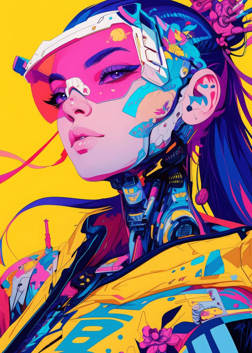 'Cyberpunk Popart Anime' Poster, picture, metal print, paint by Adam ...