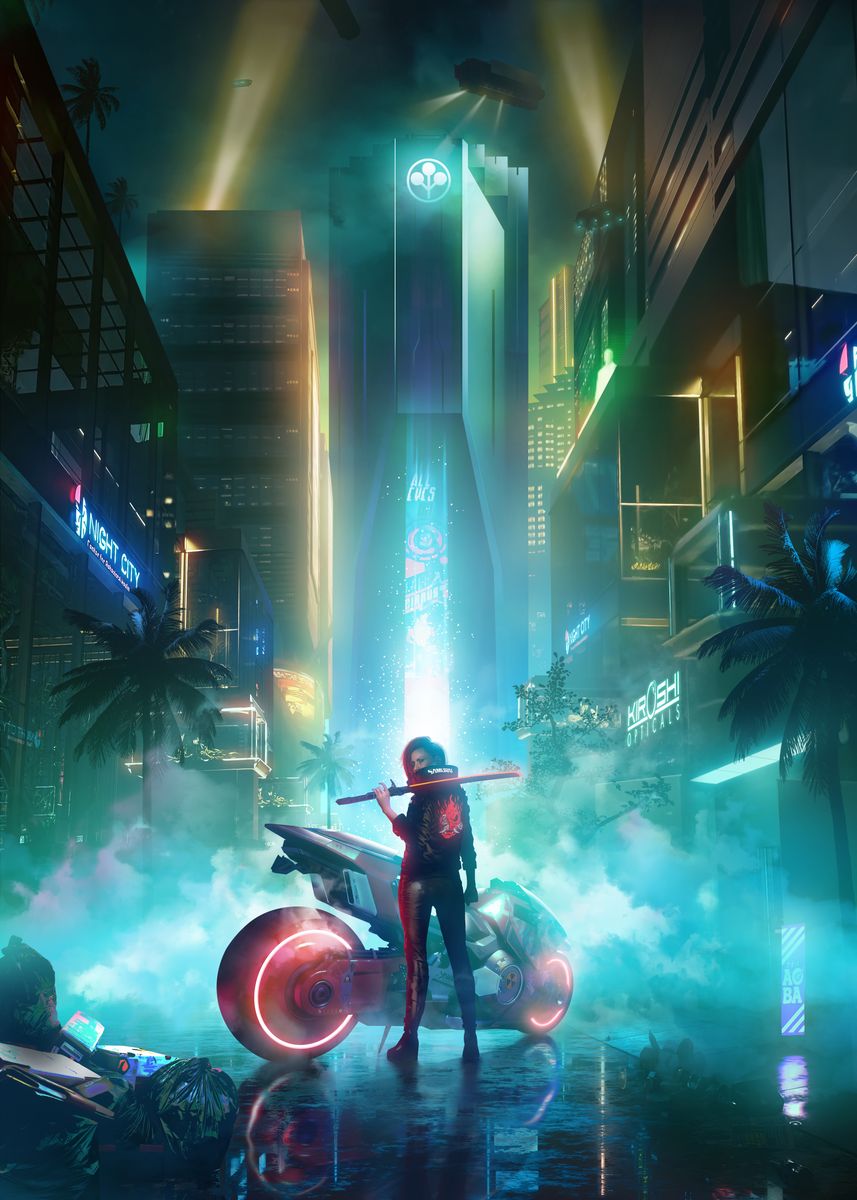 'Arasaka Glow' Poster, picture, metal print, paint by Cyberpunk 2077 ...