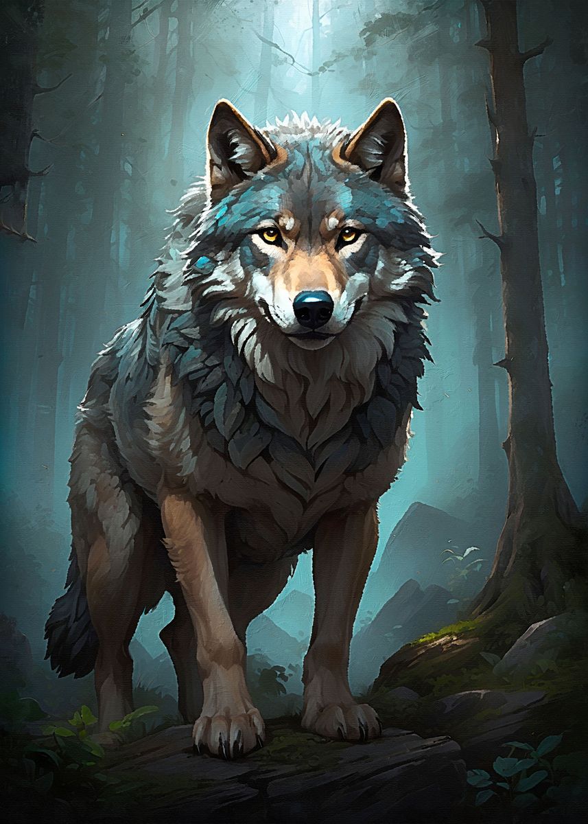 'A Wolfs Tale' Poster, picture, metal print, paint by Madooza | Displate