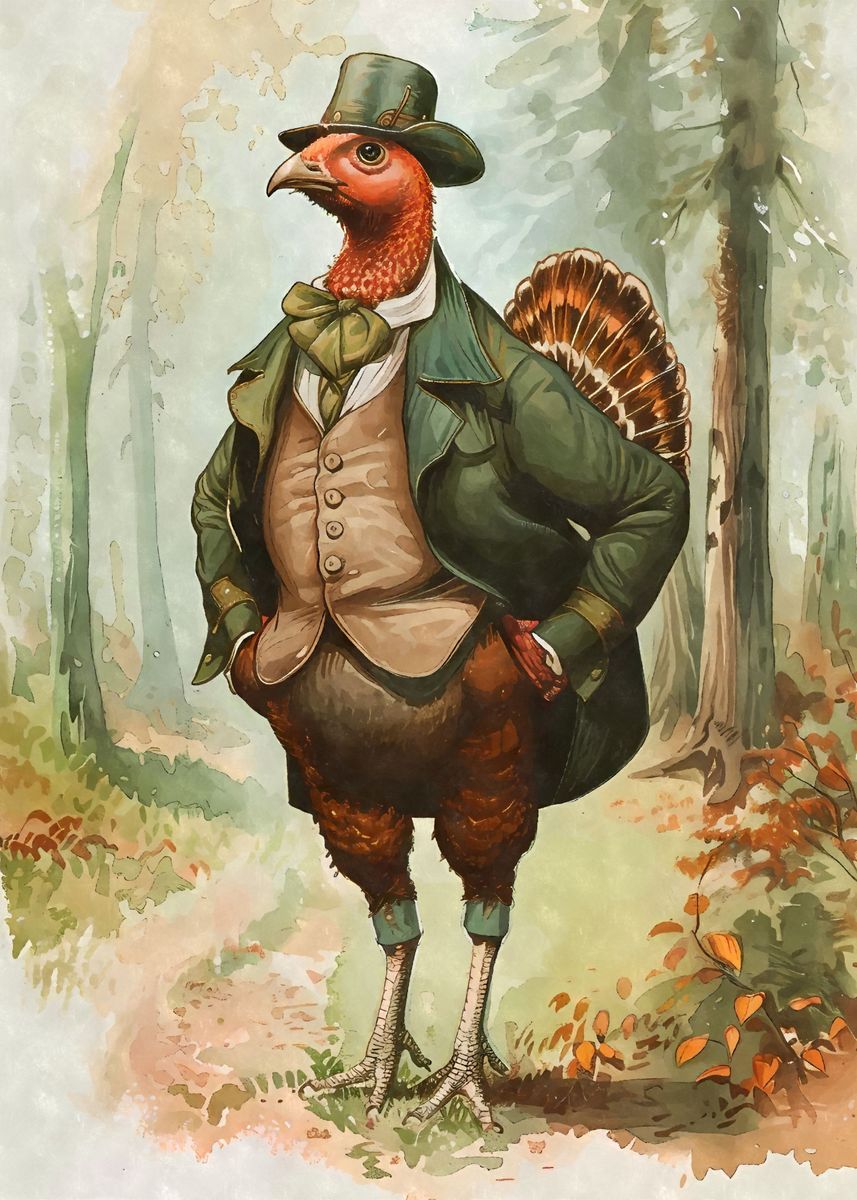 'A Turkey as a Hunter' Poster, picture, metal print, paint by Masaki ...