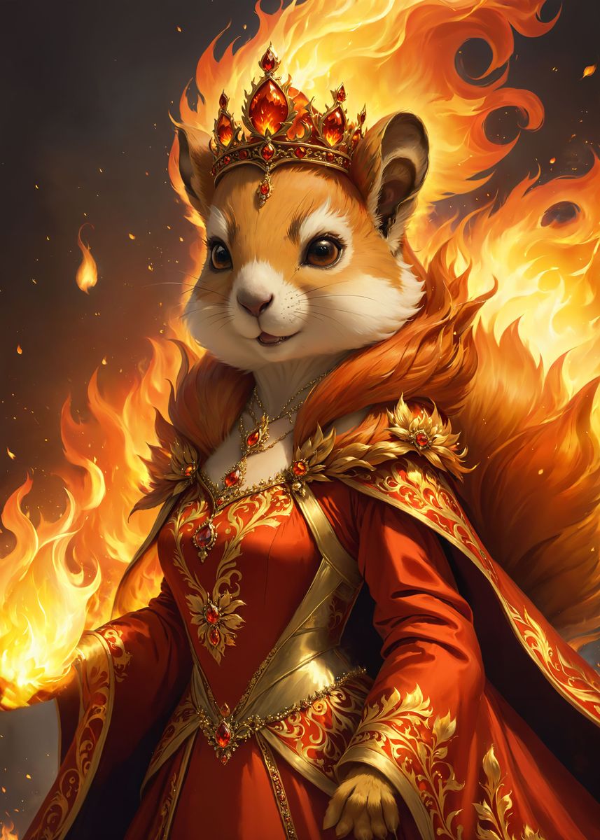 'Fire Squirrel Queen' Poster, picture, metal print, paint by DervlexArt ...