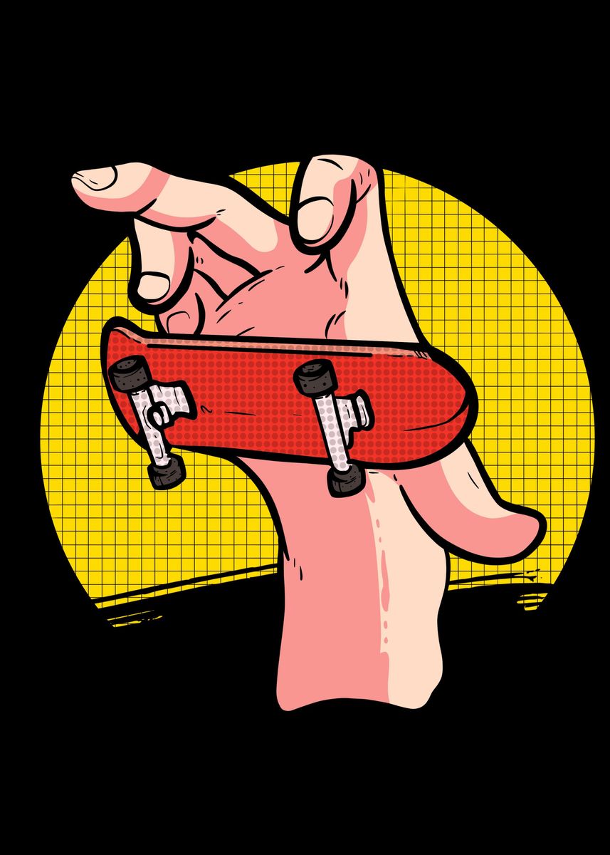 'Hand skateboard' Poster, picture, metal print, paint by fay list.art ...