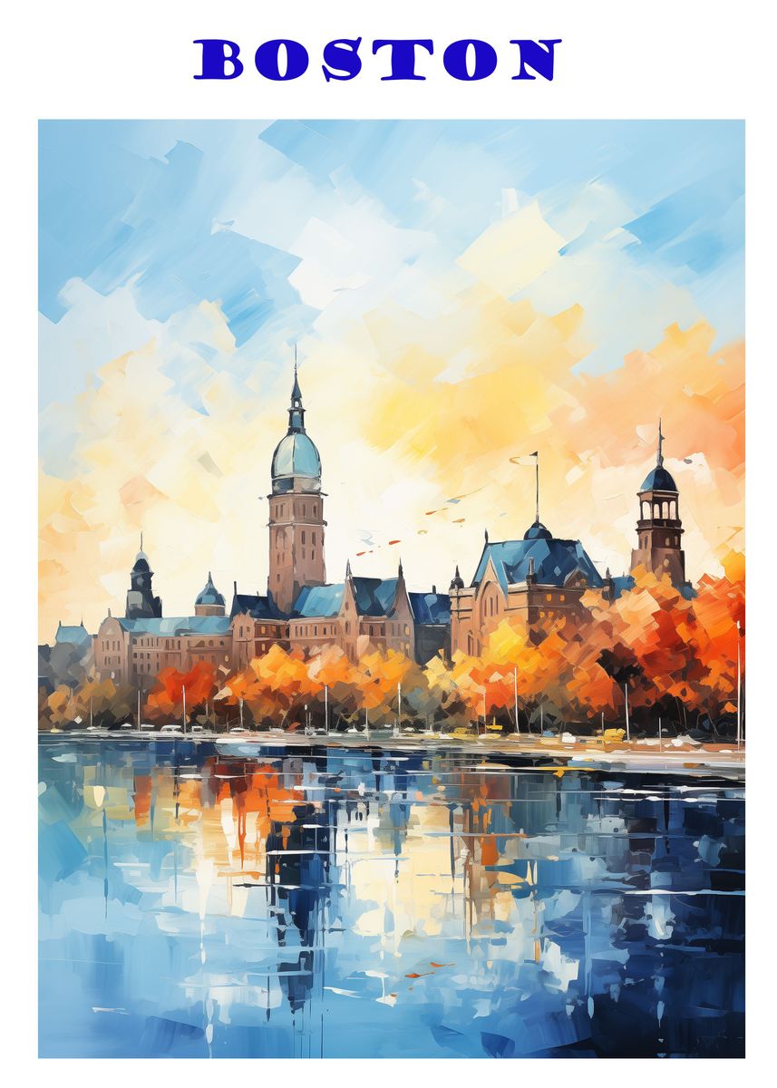 'Watercolor Boston City' Poster, picture, metal print, paint by OSRAM ...