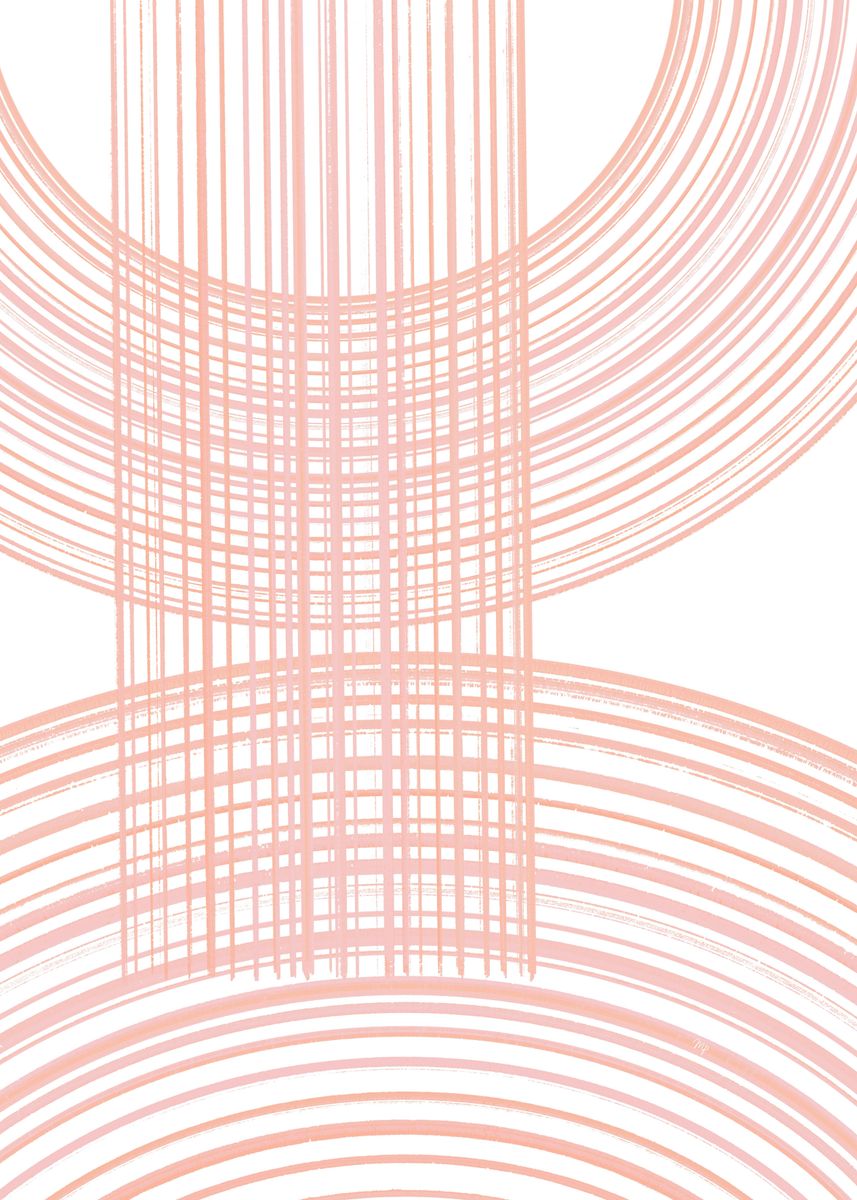 'Peach Fuzz Geometric Lines' Poster, picture, metal print, paint by ...