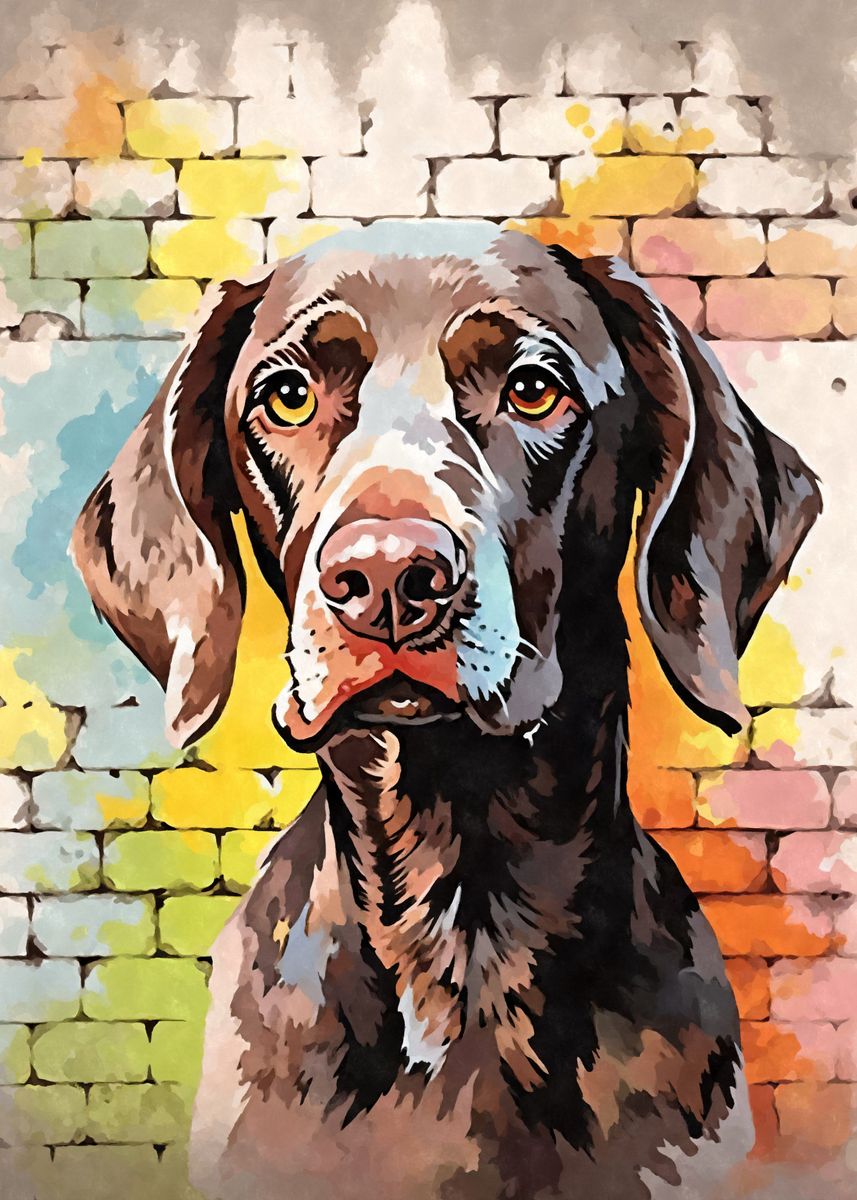 'German Shorthaired Pointer' Poster, picture, metal print, paint by ...