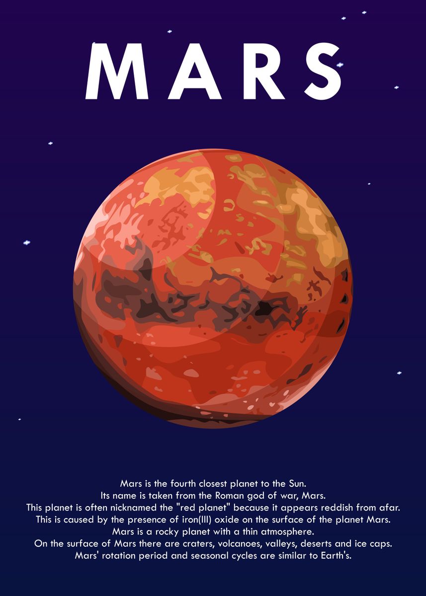 'Mars' Poster, picture, metal print, paint by Muezzahero | Displate