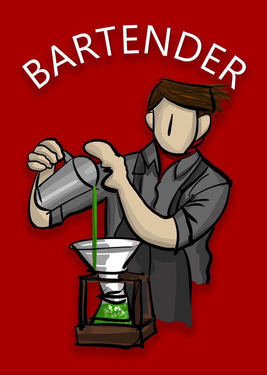 'Bartender Comic' Poster, picture, metal print, paint by Aymann Jamal | Displate