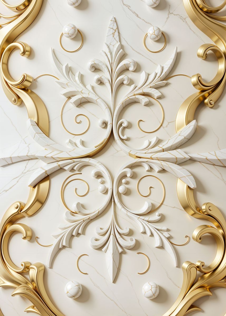 'Gold and Marble' Poster, picture, metal print, paint by DVArt | Displate