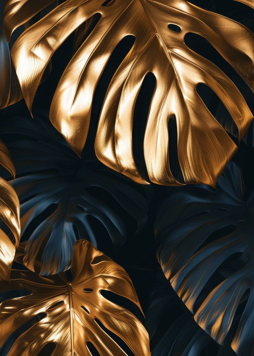 'Gold Monstera Leaf' Poster, picture, metal print, paint by Morgan Yon ...