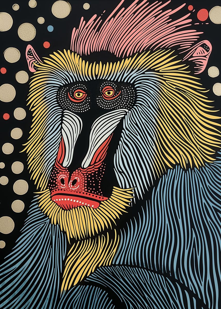 'Majestic Mandrill Poster' Poster, picture, metal print, paint by ...