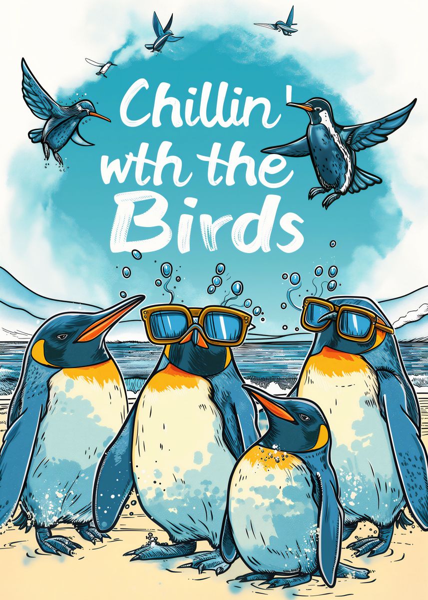 'Chillin with the birds' Poster, picture, metal print, paint by ...