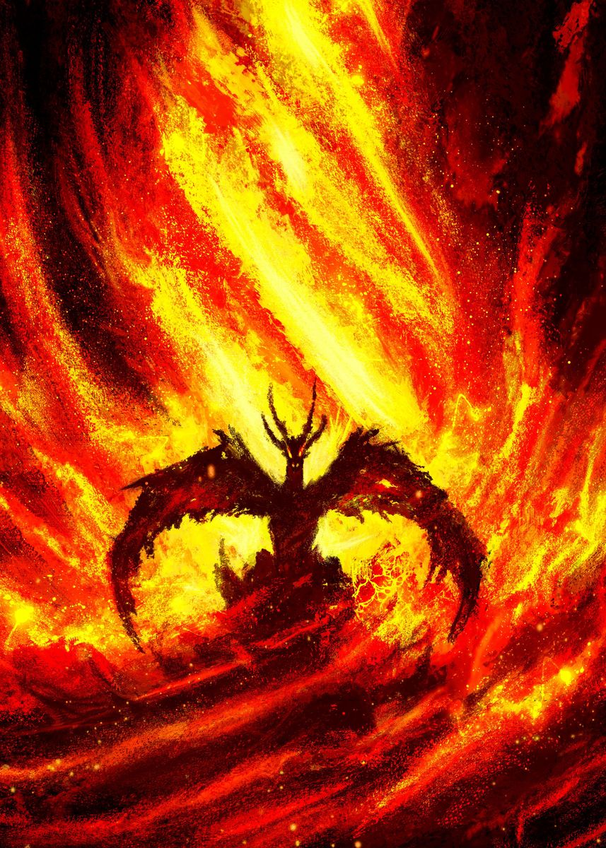'Fantasy fire dragon' Poster, picture, metal print, paint by OMEGA ...