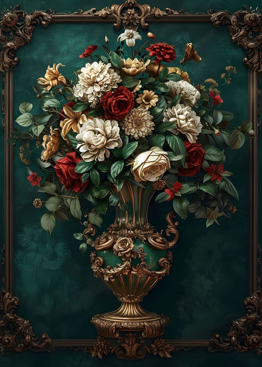 'Opulence in Bloom' Poster, picture, metal print, paint by Mamanisme ...