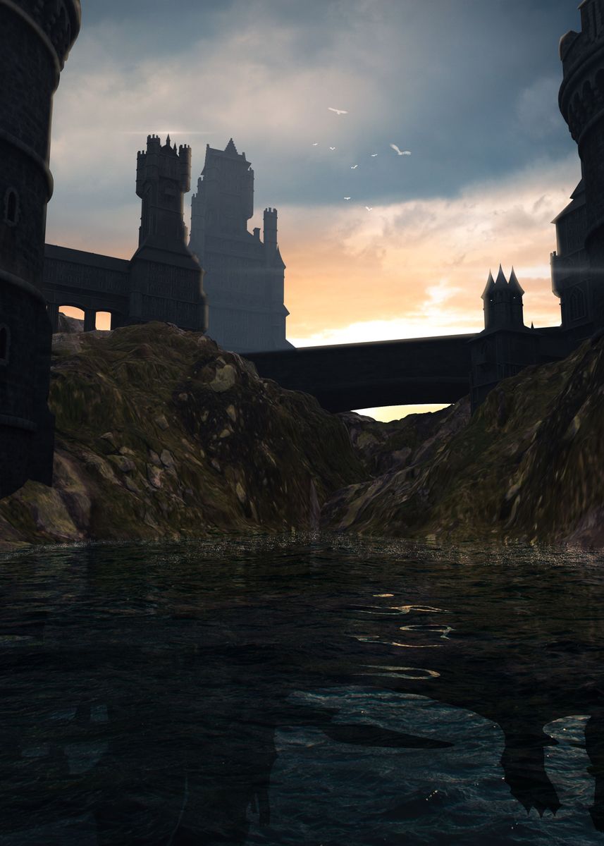 'Medieval Water' Poster, picture, metal print, paint by Shaheen Khan ...