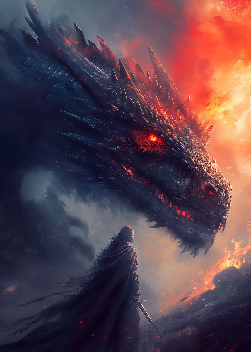 'Dragon slayer' Poster, picture, metal print, paint by Tapu Vlad | Displate