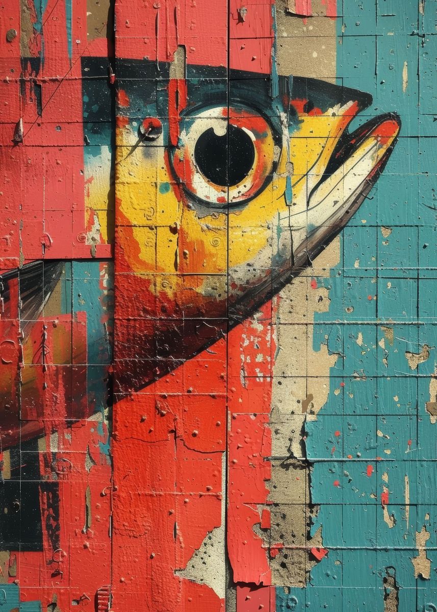 'Fish Head' Poster, picture, metal print, paint by Deja Reve | Displate