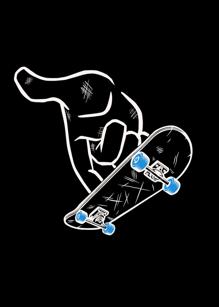 'Hand skater' Poster, picture, metal print, paint by fay list.art ...