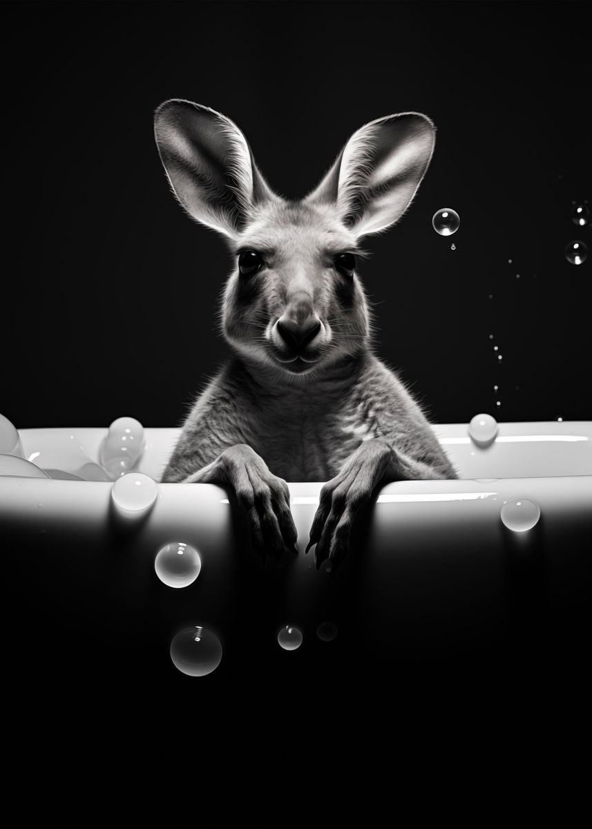 'Bathtub Kangaroo' Poster, picture, metal print, paint by Nerdworld 1 ...