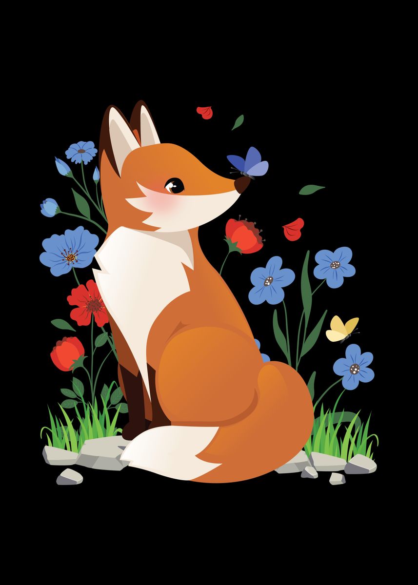 'Fox Cottagecore Naturecore' Poster, picture, metal print, paint by ...