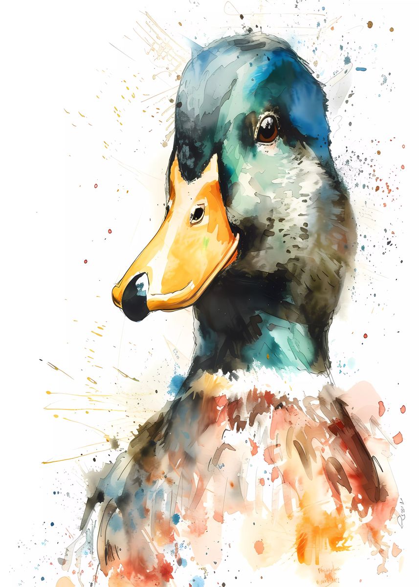 'Duck Watercolor' Poster, picture, metal print, paint by Henning ...
