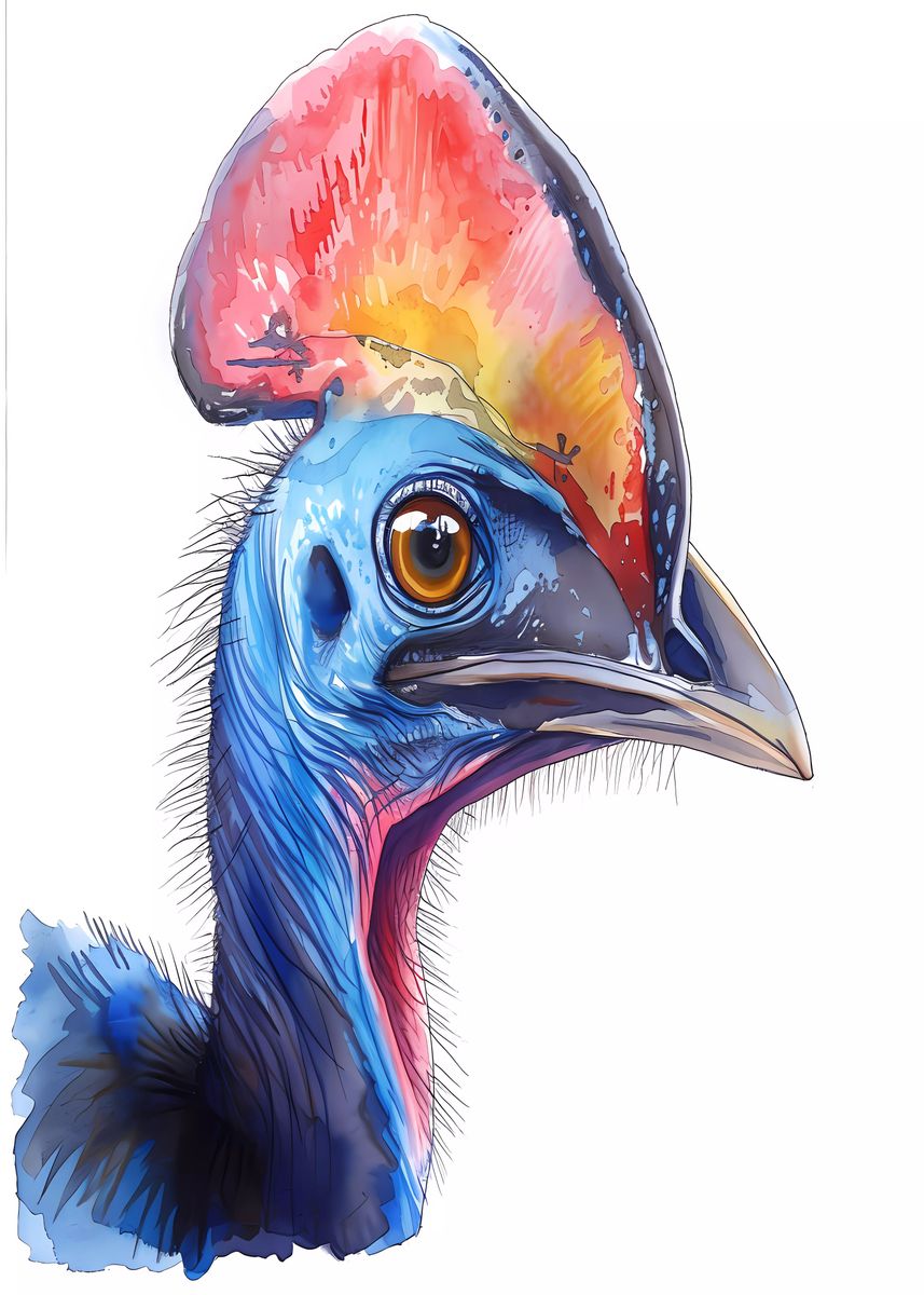 'Cassowary Watercolor' Poster, picture, metal print, paint by Henning ...
