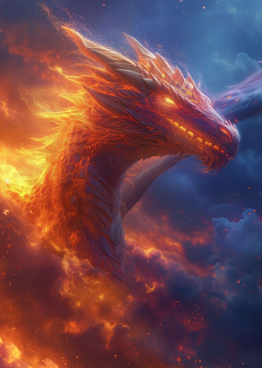'Neon dragon' Poster, picture, metal print, paint by Artsynth | Displate