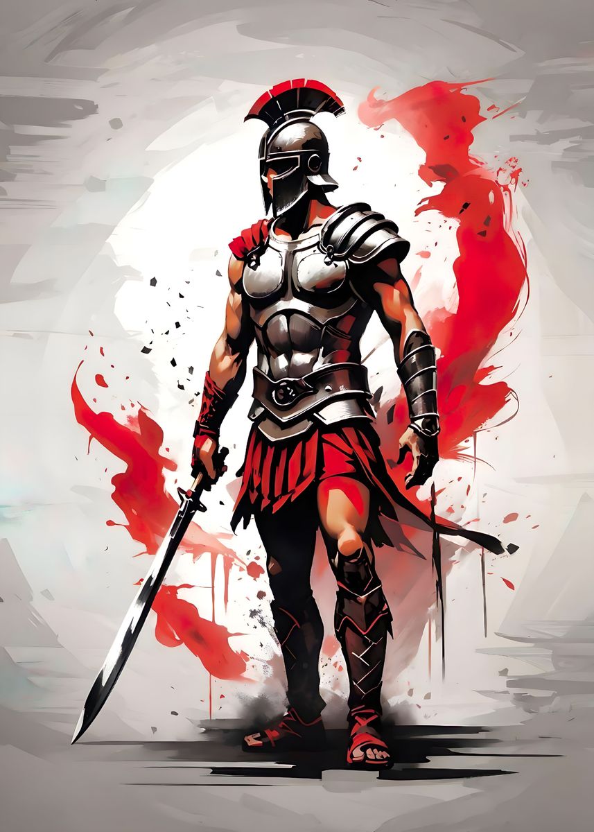 'soldier spartan warrior' Poster, picture, metal print, paint by EB Art ...