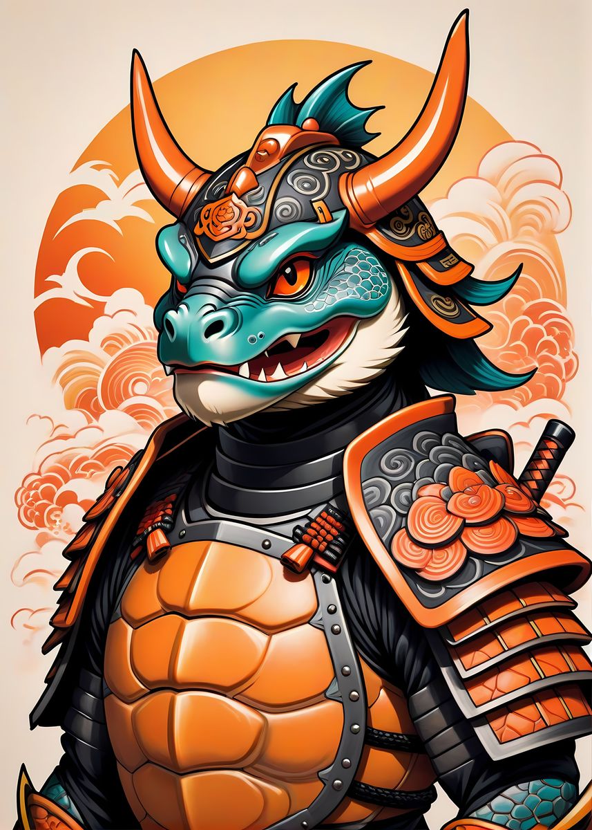 'Samurai Mask Turtle' Poster, picture, metal print, paint by Gin Art ...