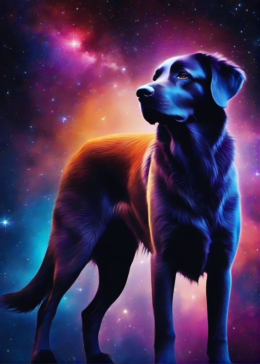 'Space Dog' Poster, picture, metal print, paint by Gon Poster | Displate