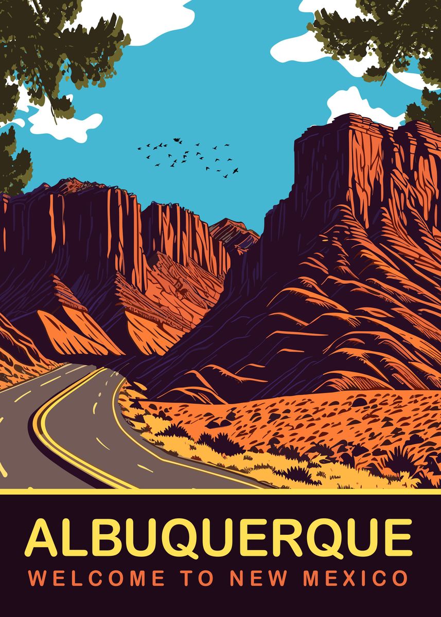 'Road to Albuquerque' Poster, picture, metal print, paint by Long Shot ...