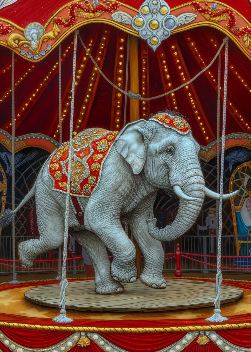'Circus Elephant' Poster, picture, metal print, paint by Frangipani ...