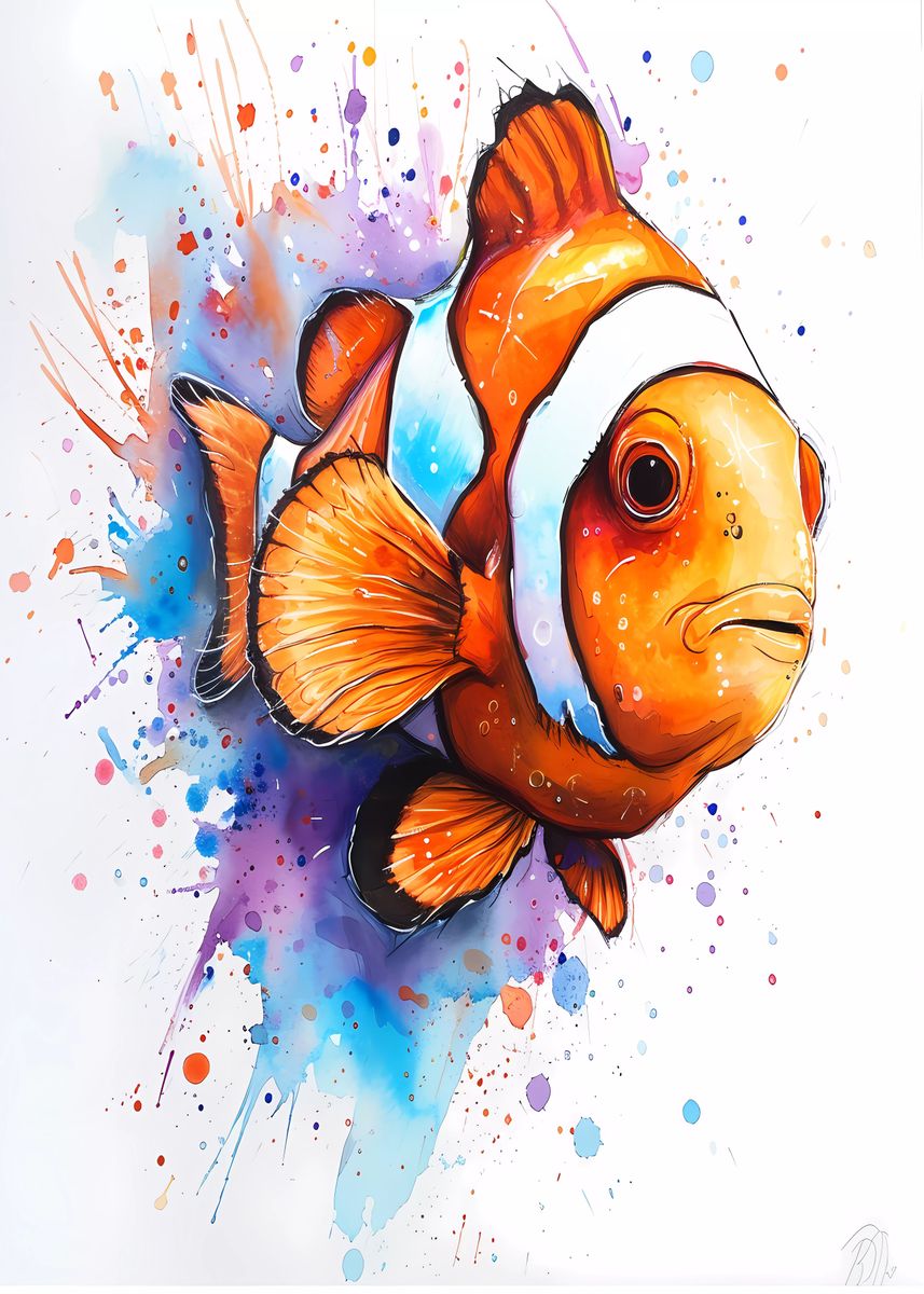 'Clownfish Watercolor' Poster, picture, metal print, paint by Henning ...