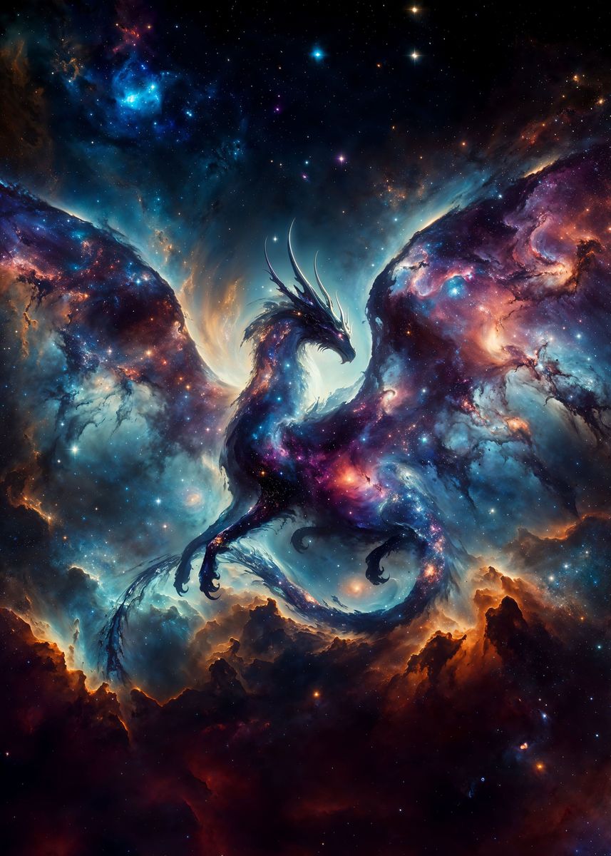 'Dragon Constellation Art' Poster, picture, metal print, paint by Pixaverse | Displate