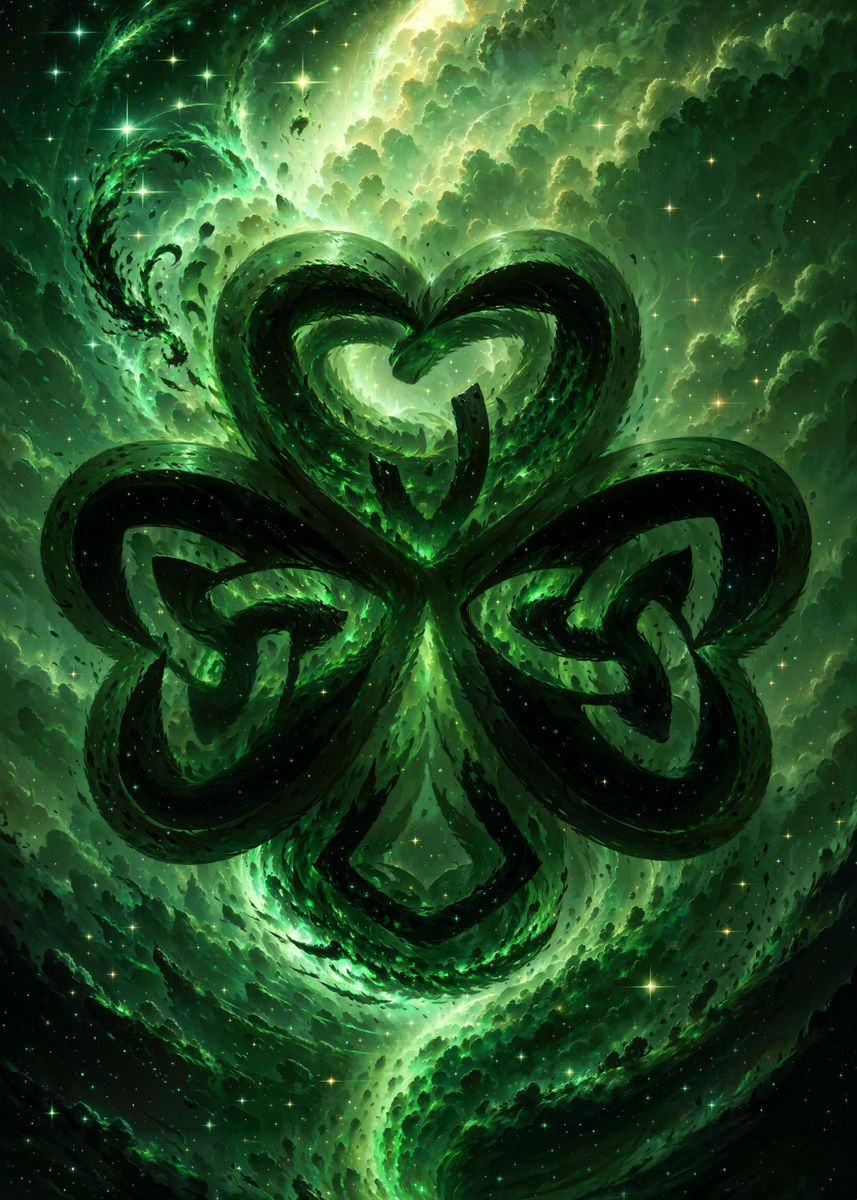 'Celtic Space Shamrock' Poster, picture, metal print, paint by ...