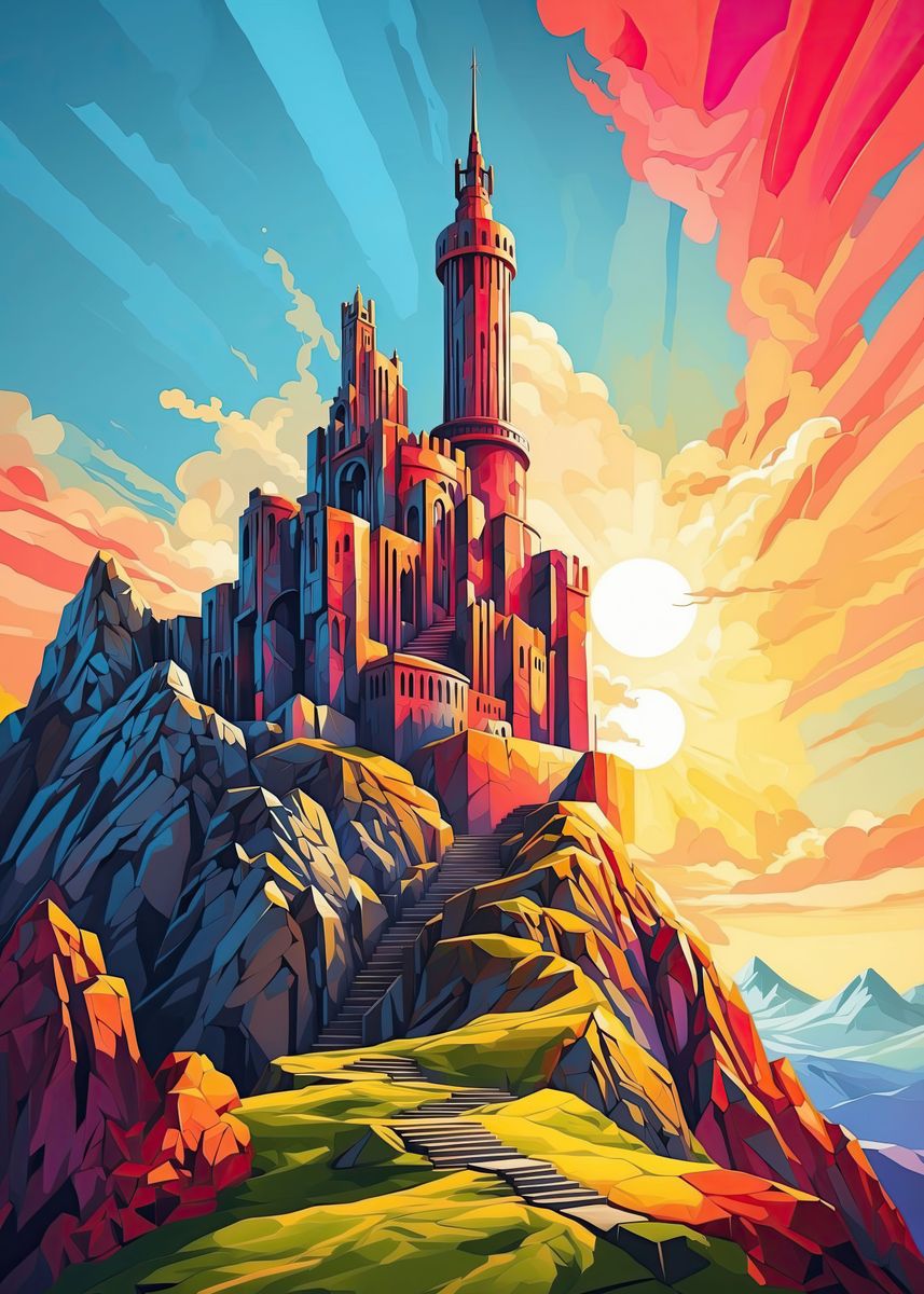 'Castle Sunset Majesty' Poster, picture, metal print, paint by Markus ...