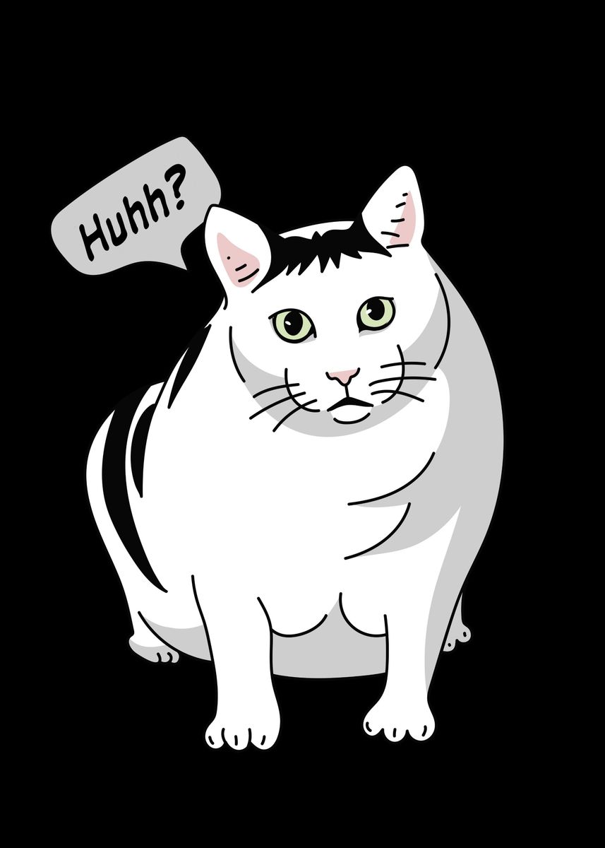 'Hhh Cat Meme Funny' Poster, picture, metal print, paint by P U F F Y ...