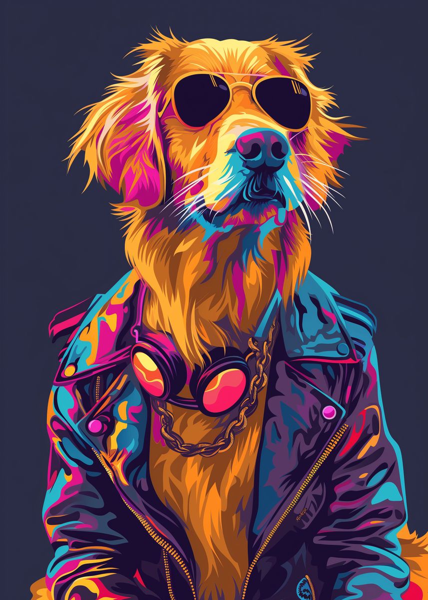 'Golden Dog Groove' Poster, picture, metal print, paint by HarmonicArt ...