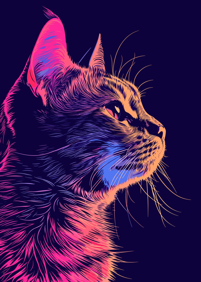 'Cute Cartoon Cat' Poster, picture, metal print, paint by Ray Faye ...