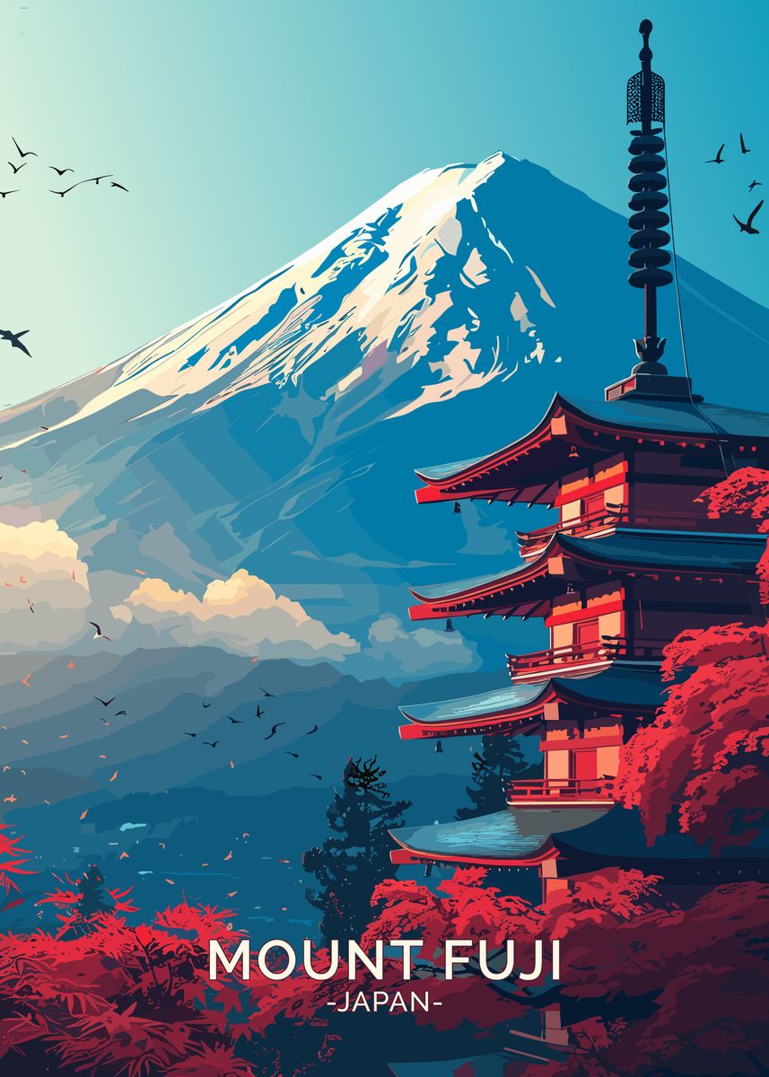 'Mount Fuji' Poster, picture, metal print, paint by DOA | Displate