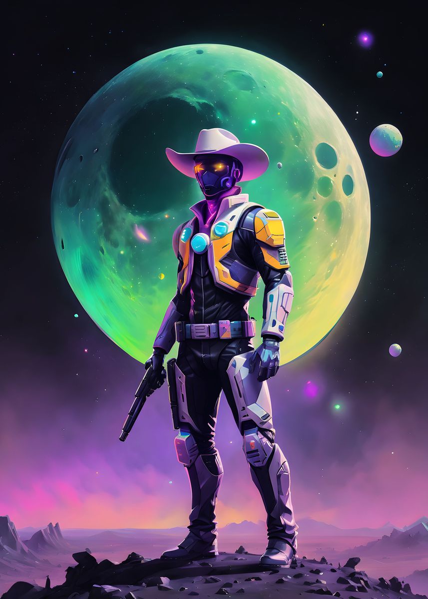 'Space Cowboy' Poster, picture, metal print, paint by Anton Art | Displate