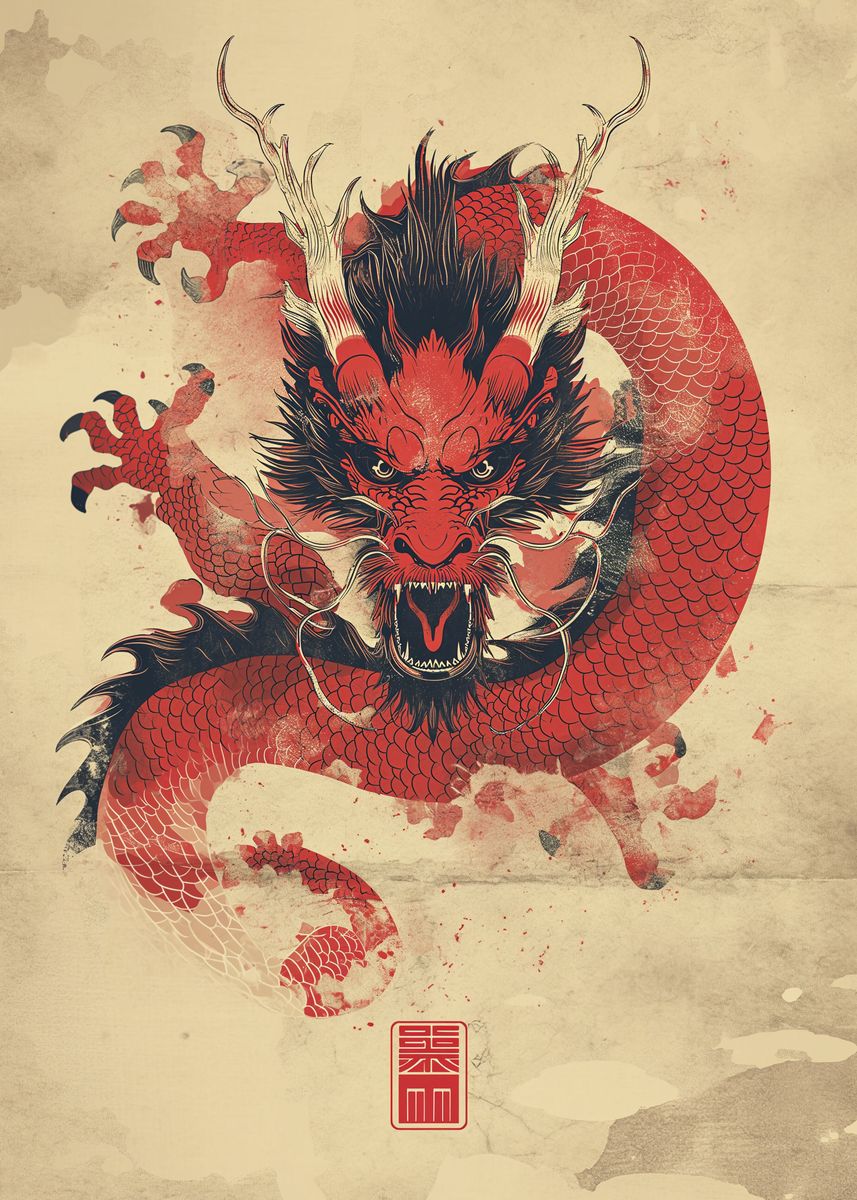 'Red Dragon' Poster, picture, metal print, paint by Amateras Design ...
