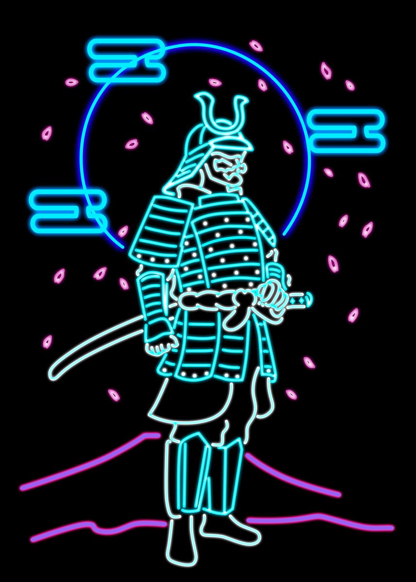 'neon samurai' Poster, picture, metal print, paint by best art moshper ...