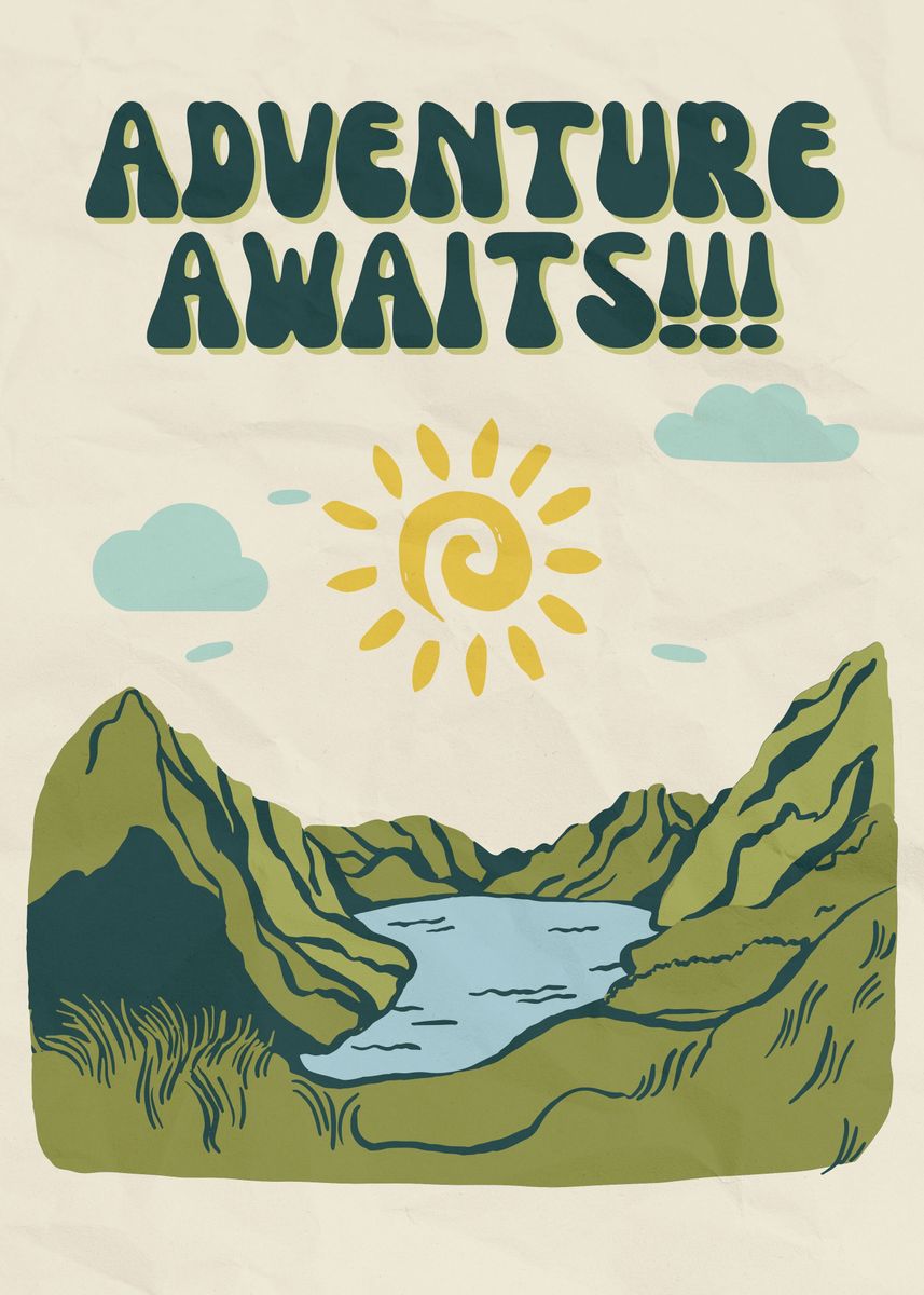 'Adventure Awaits' Poster, picture, metal print, paint by Heuscartist ...