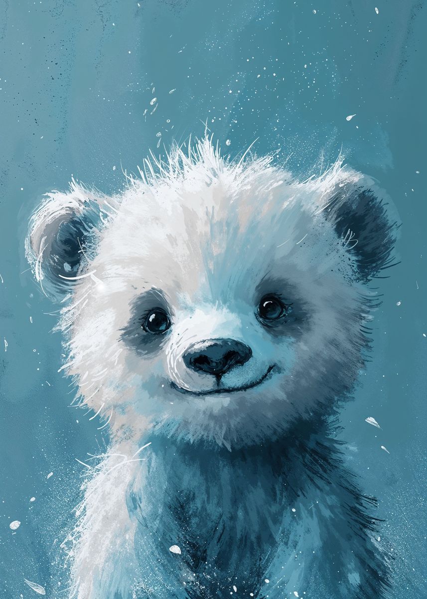 'Blue Wonder Bear' Poster, picture, metal print, paint by Nao | Displate
