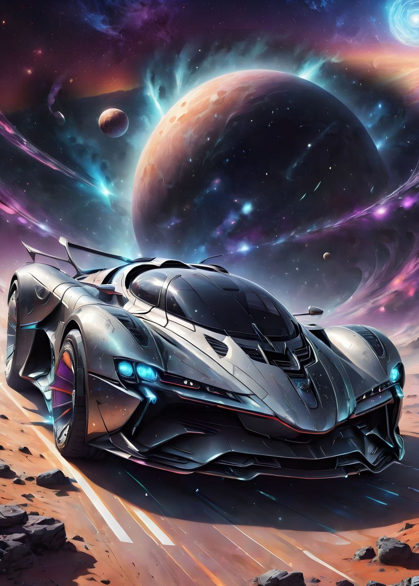 'Alien Car and Planet' Poster, picture, metal print, paint by Anton Art ...